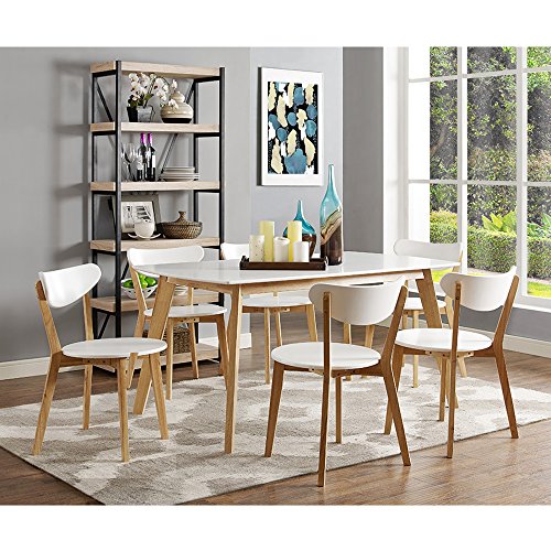 Contemporary Solid Wood Two-Tone Dining Table - White | Ocean Decors