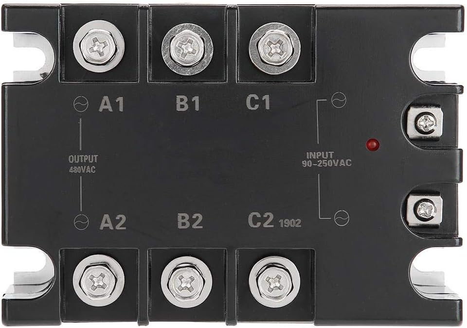 3-Phase Solid State Relay 40A AC-AC SSR Input 90-250VAC Load 24-480VAC ...
