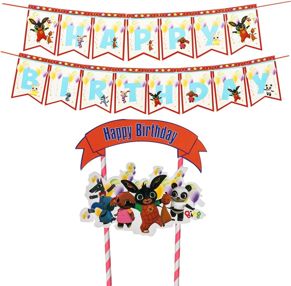 Bing Birthday Party Decorations Bing Bunny Happy Birthday Banner Bunny ...