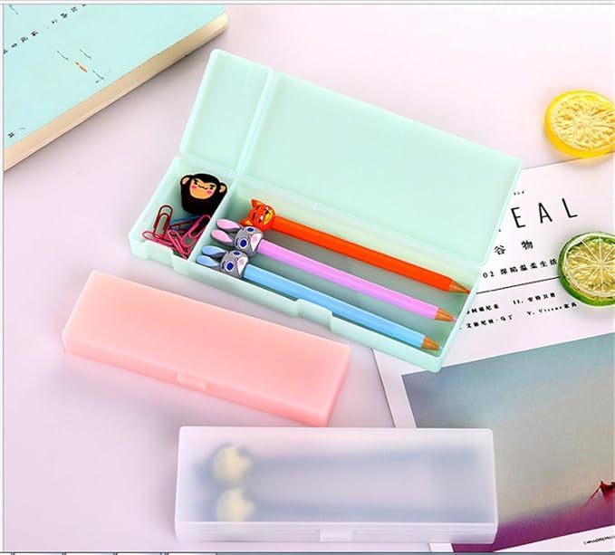 Amazon.com : Pencil Box Transparent Plastic Pencil Case Pen Box (Green ...