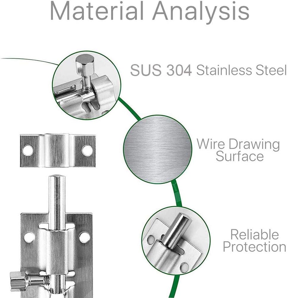 Stainless Steel 304 Sliding Latch Door Lock – 4 inch Heavy Duty Bolt ...