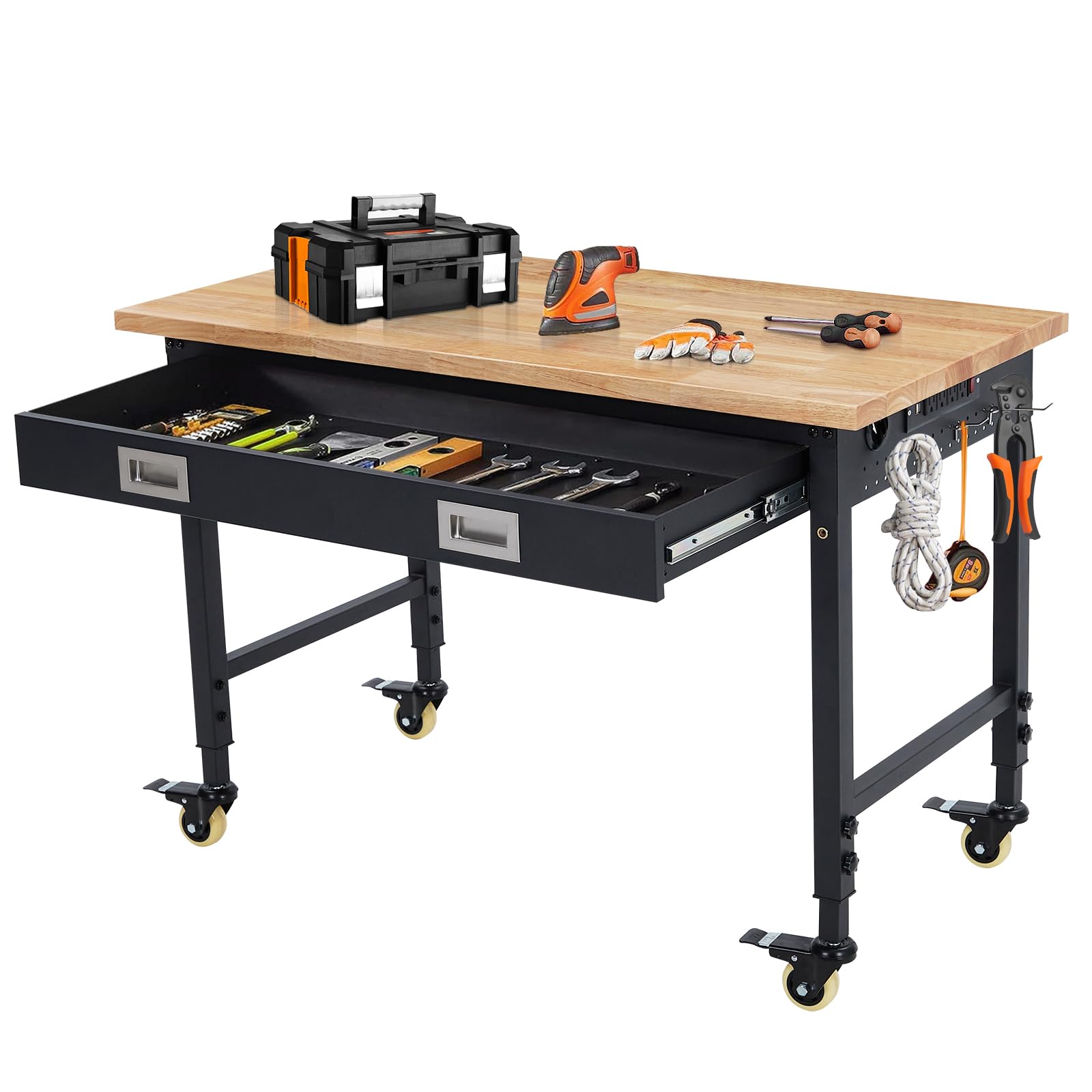 ACONEE 48" Adjustable Workbench, Heavy Duty Workstation with Drawer ...