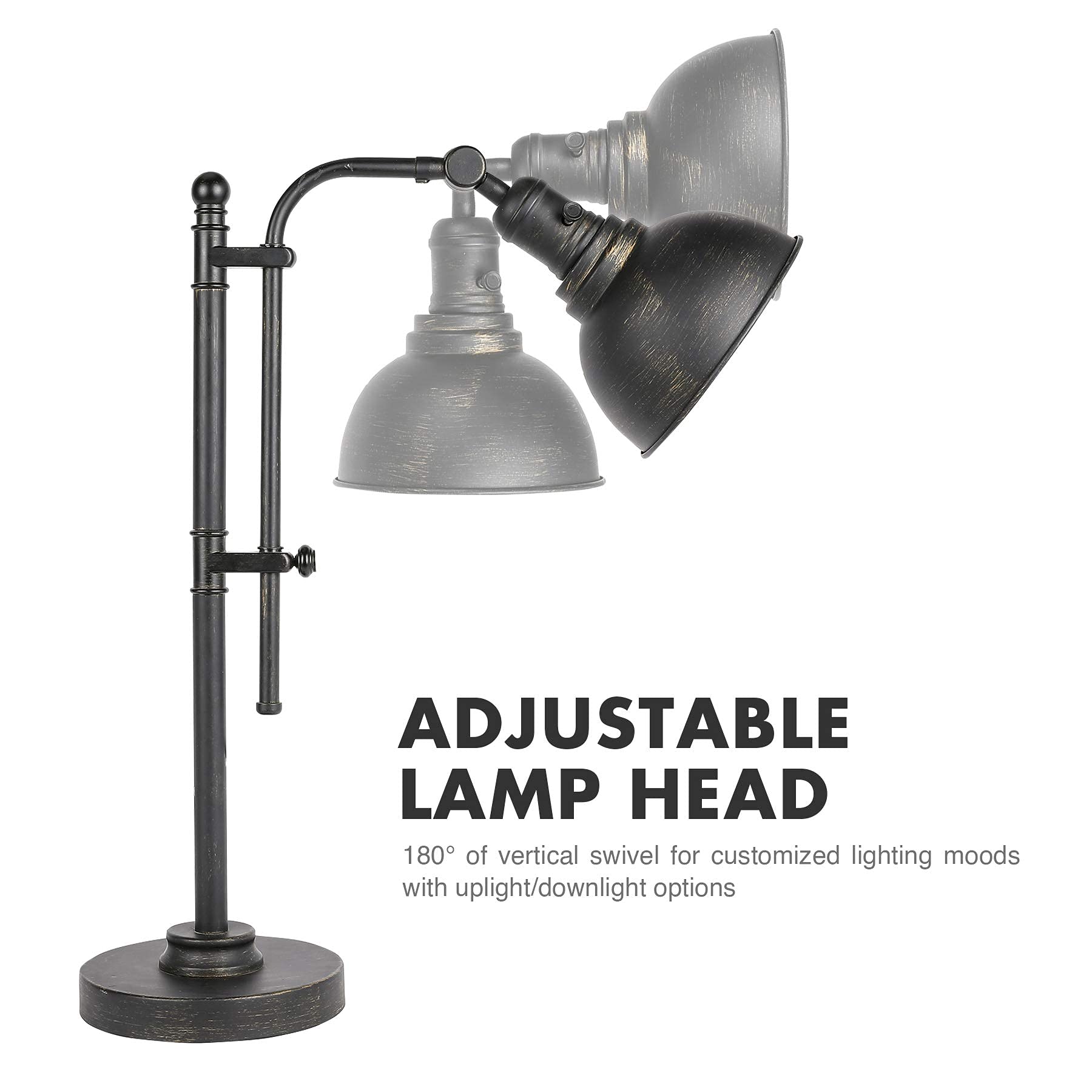 Mua VONLUCE Rustic Desk Lamp Black Adjustable, Industrial Style Metal ...