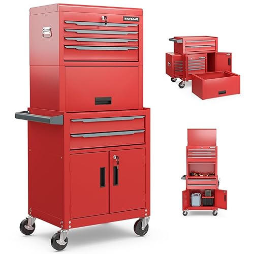 Goplus 6-Drawer Rolling Tool Chest, 3-in-1 Heavy-Duty Tool Storage ...