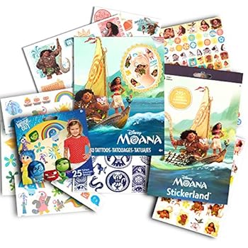 Amazon.com: DISNEY MOANA Stickers Party Favors - Bundle of 2 Sticker ...