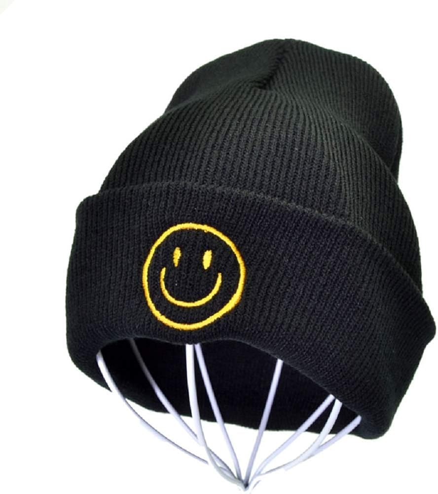 Hats Knitted Smiley Face Beanie Women Men Cotton Beanies Cap Solid Hip ...