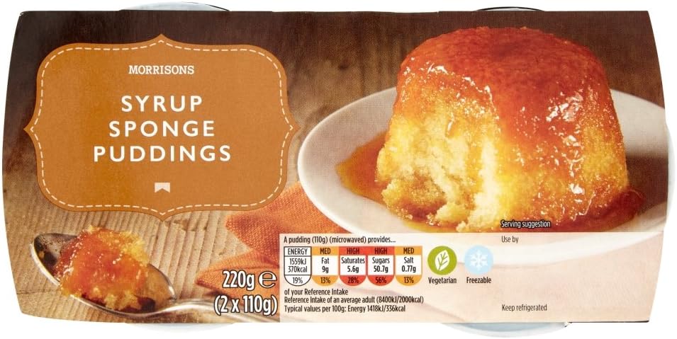 Morrisons Syrup Sponge Puddings, 2 x 110g: Amazon.co.uk: Grocery