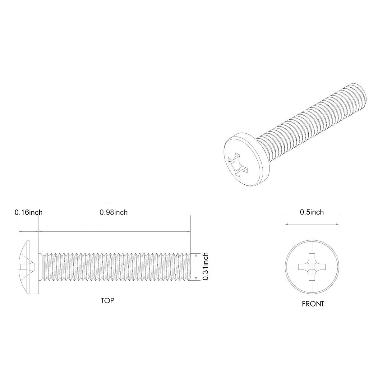 Fasteners Zinc Plated Finish M8-1.25 40mm 304 Stainless Steel Cross ...