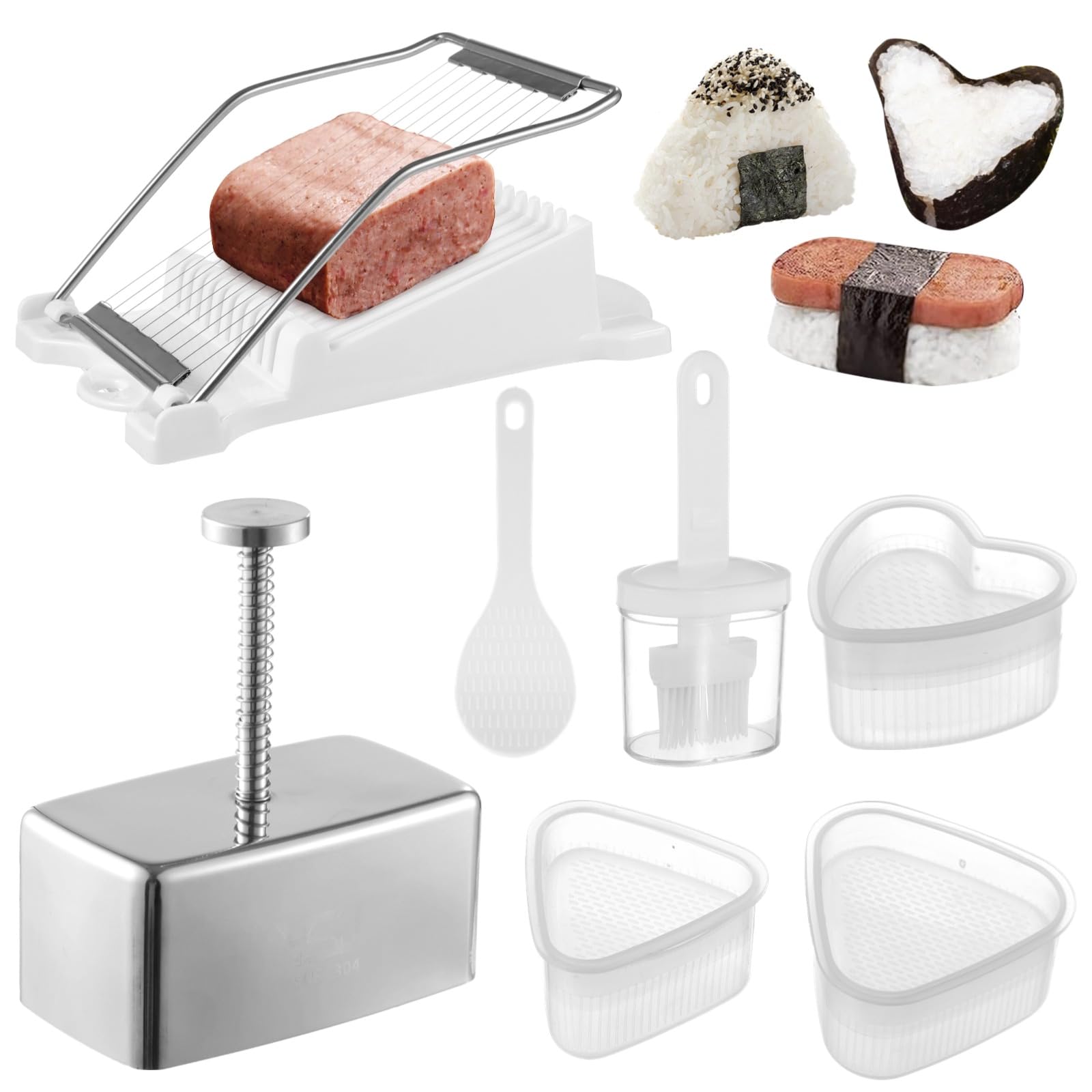 7 Pcs Spam Musubi Mold Kit, Including Stainless Steel Musubi Press Mold ...