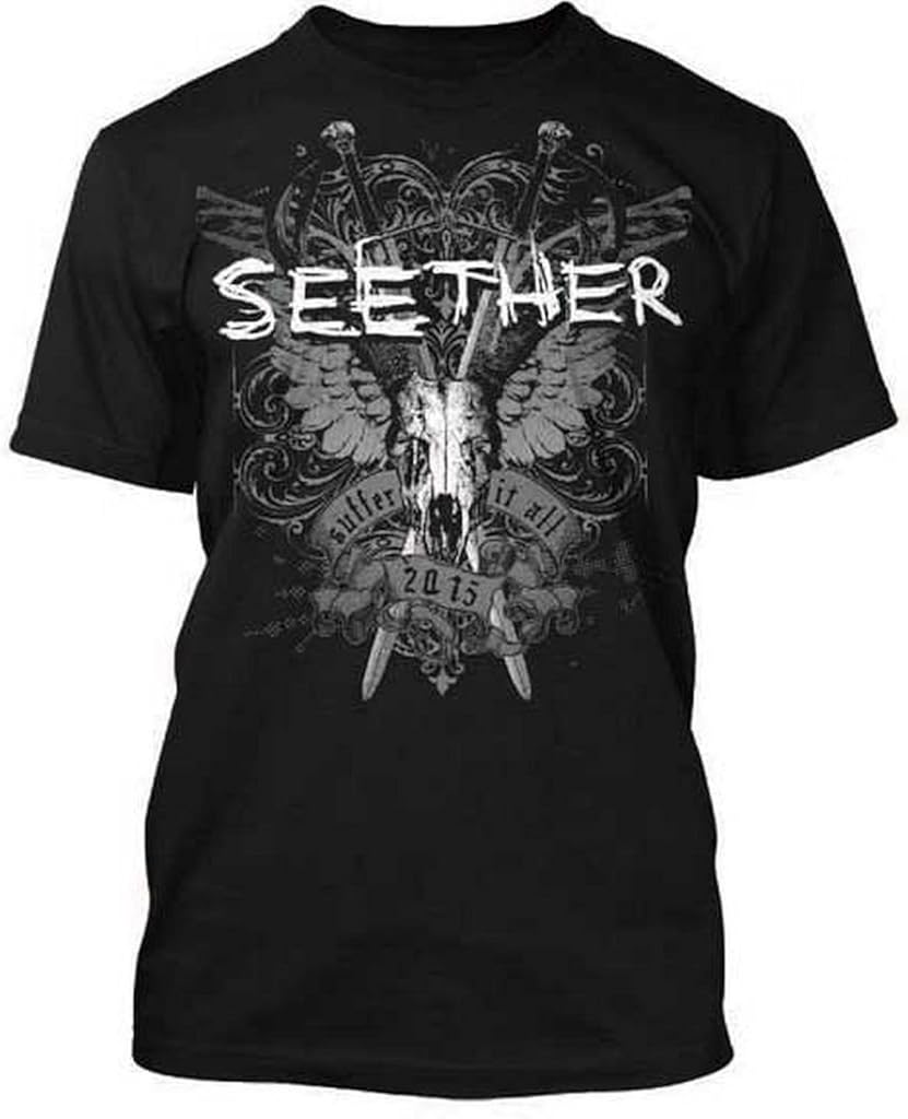 Band Merch Seether Suffer T-Shirt Black: Amazon.co.uk: Clothing