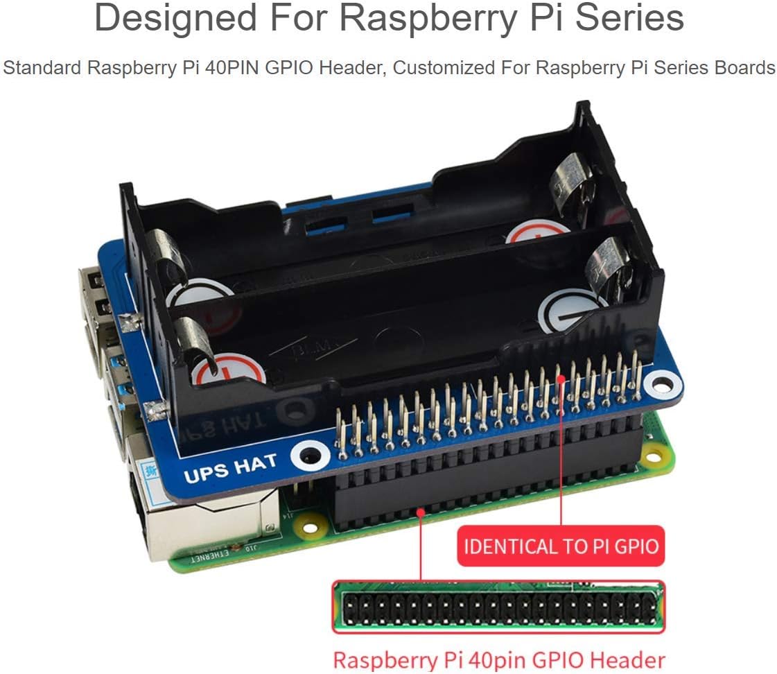 Waveshare UPS HAT for Raspberry Pi Uninterruptible Power Supply with I2C Bus Communication,5V ...
