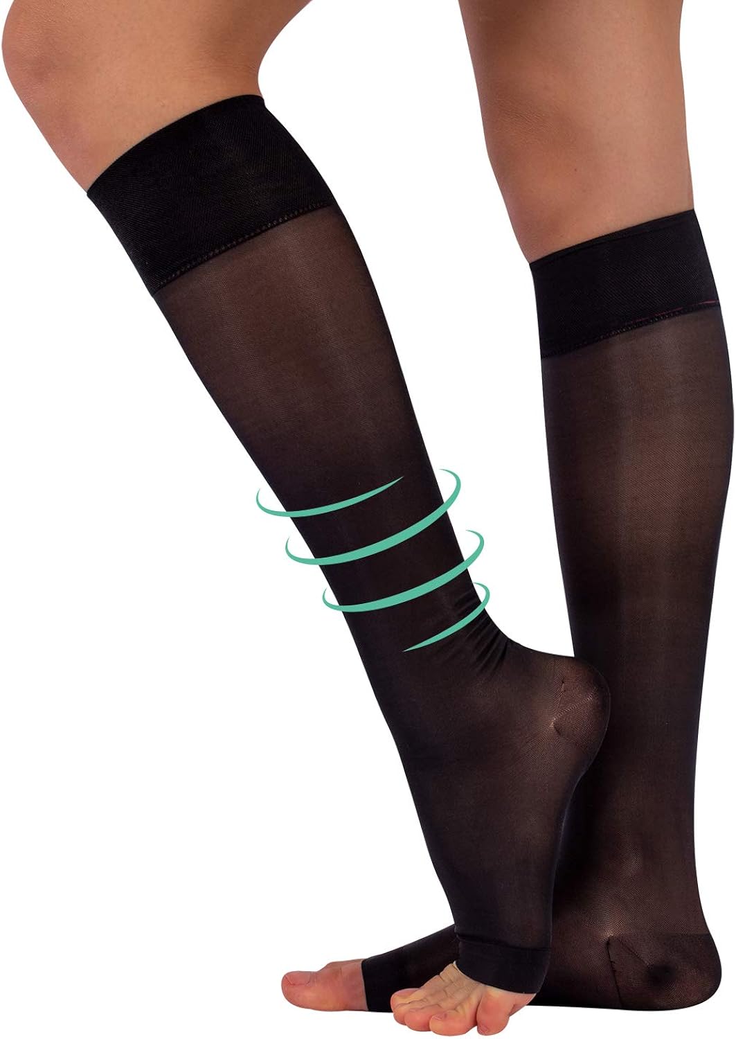 Open Toe Graduate Compression Knee-High Socks 18-22 mm/Hg | Medical ...