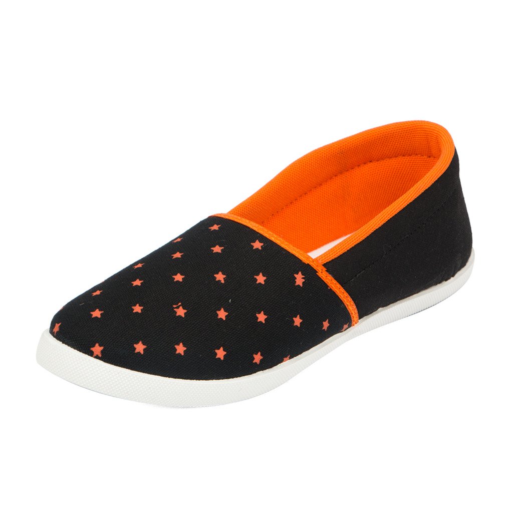 Buy Asian Shoes Women's Black Orange Canvas Casual Shoes - 6Uk/Indian ...