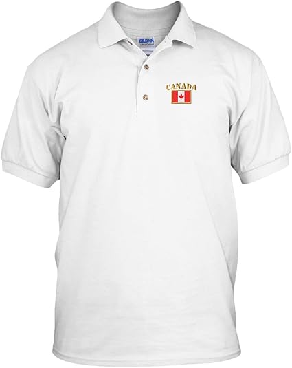 Canada Flag Embroidery Cotton Short Sleeve Polo Jersey Shirt White 2X ...