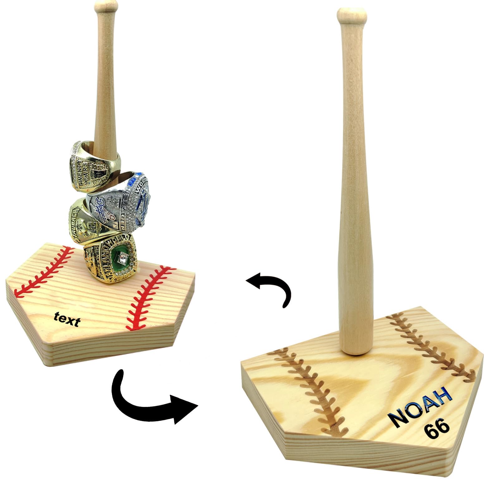 Reversible Baseball Ring Holder Display Case Softball Tournament ...