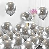 Amazon.com: Bezente Silver Metallic Chrome Latex Balloons, 100 Pack 12 ...