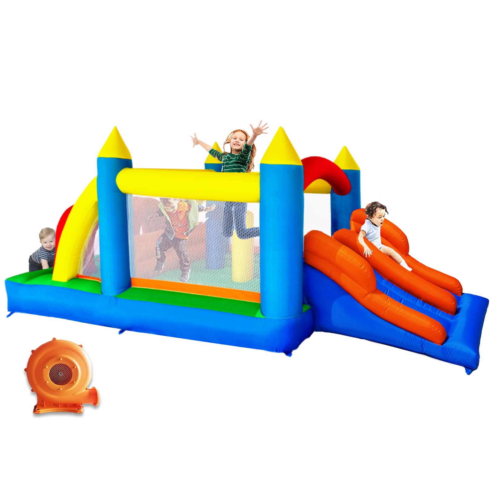 HuaKastro 16.3x7.2FT Kids Inflatable Obstacle Bounce House with Dual ...
