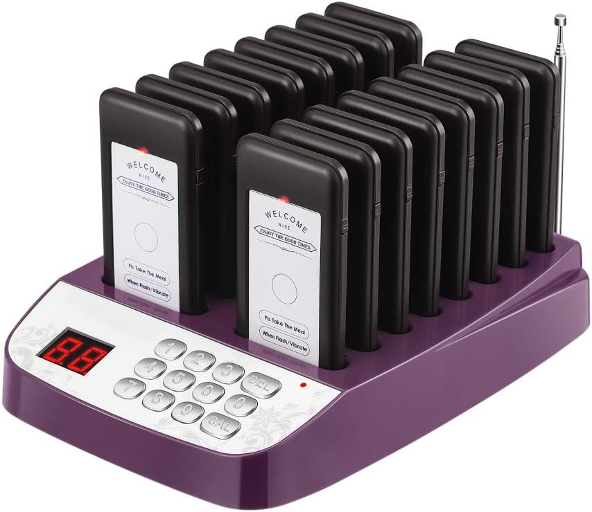 Kacsoo 16 Pager Restaurant Pager System Call Coaster Pagers Wireless ...