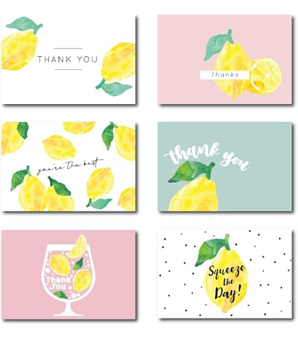 AnyDesign Lemon Thank You Cards Bulk 36 Pack Summer Thank You Notes ...