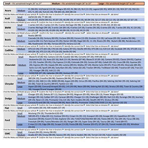 EzyShade Windshield Sunshade Bonus Product Easy Read Size Chart With ezyshade-windshield-sunshade-bonus-product-easy-read-size-chart-with