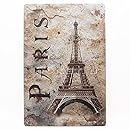 Amazon.com: 66Retro Vintage Eiffel Tower, Paris, Metal Tin Sign, Wall ...