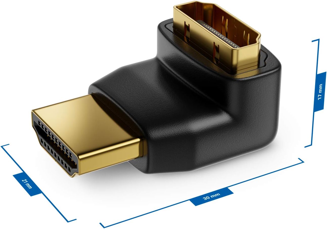 deleyCON HDMI 90° Angle Adapter 2 Pieces in Set – HDMI Type A Socket ...