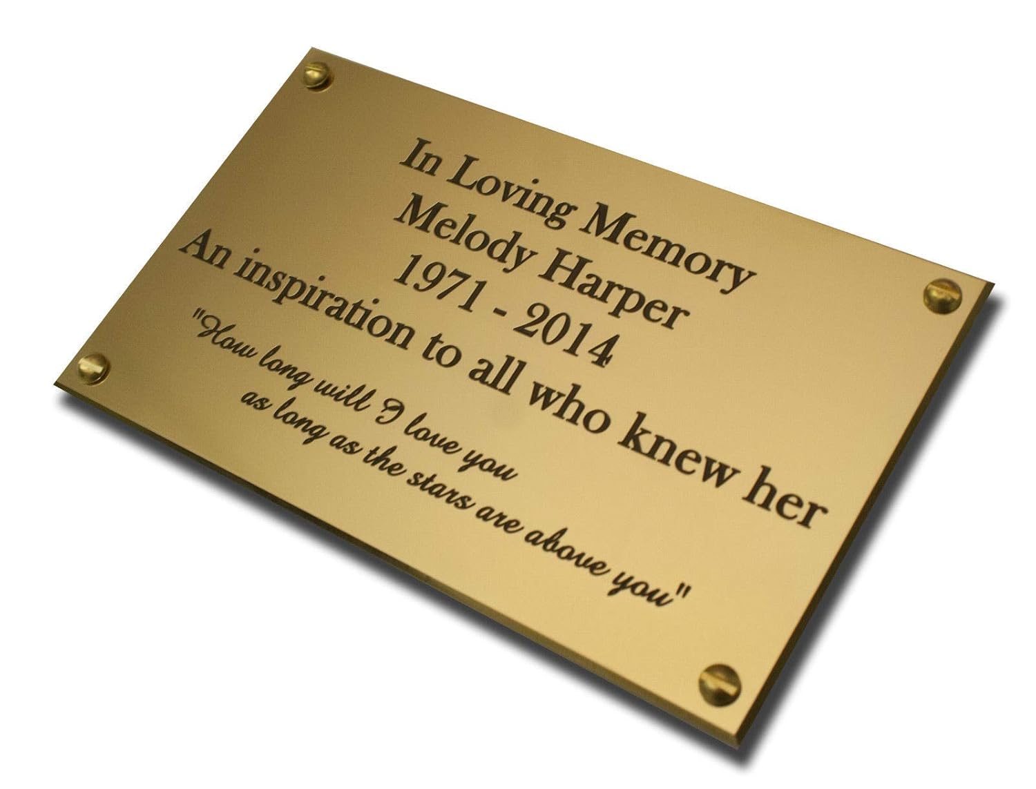 8 X 6 Rectangular Solid Brass Engraved Nameplate Personalised 