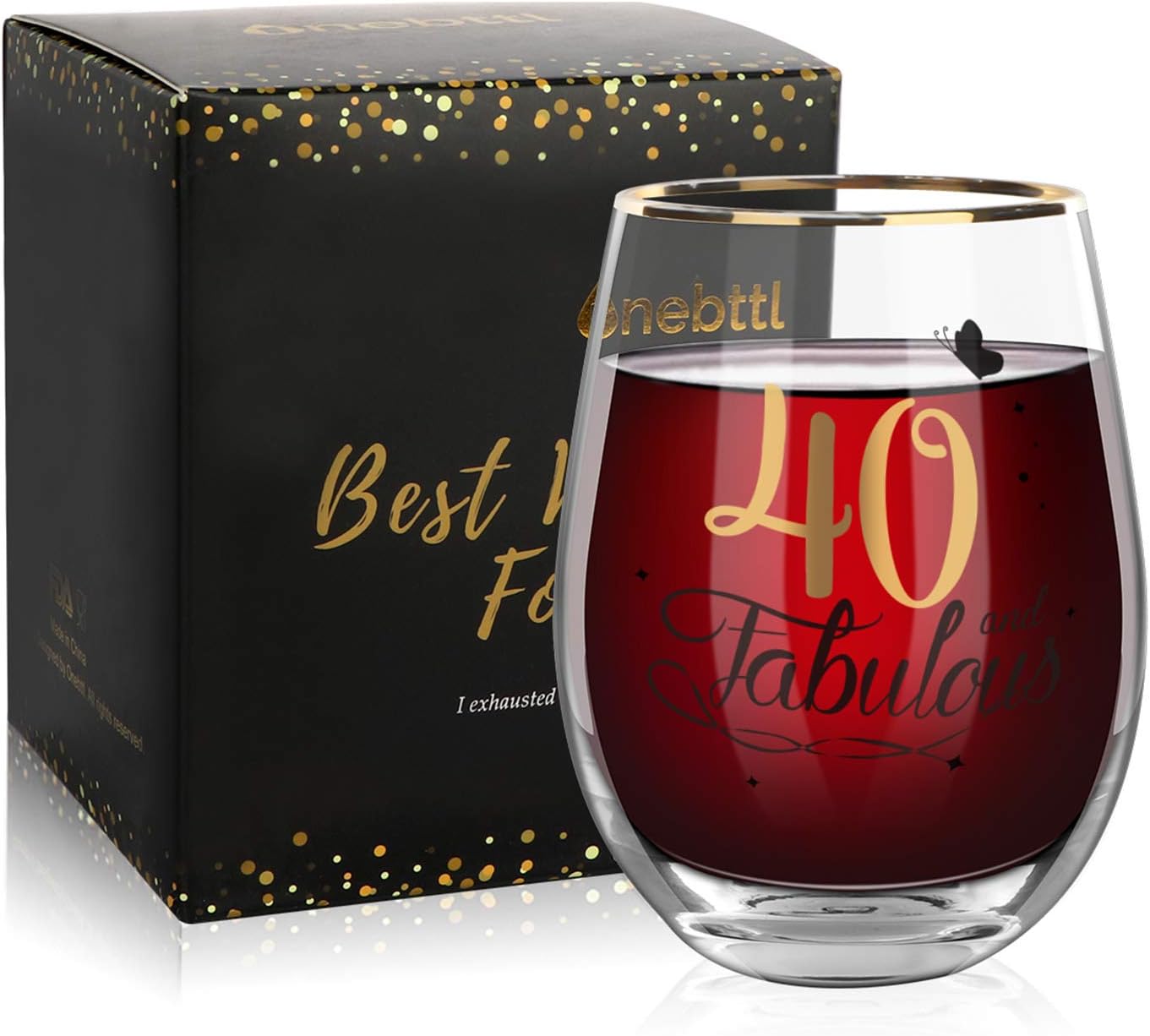 Amazon.com | Onebttl 40th Birthday Wine Glass For Women - 17oz Wine ...