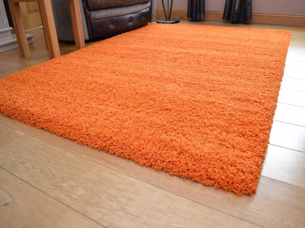 Soft Touch Shaggy Orange Thick Luxurious Soft 5cm Dense Pile Rug ...