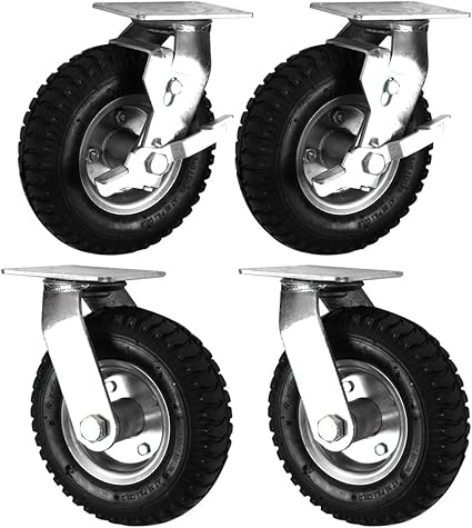 Air Filled Black Rubber Pneumatic Swivel/Swivel Braked Wheels Casters ...
