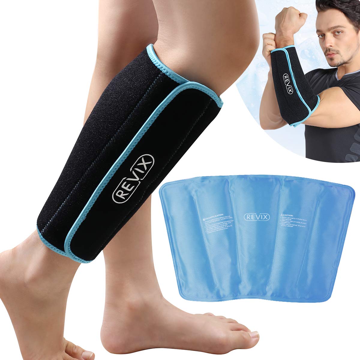 REVIX Shin Splint Ice Pack for Injuries Reusable Leg Ice Pack Wrap Cold ...