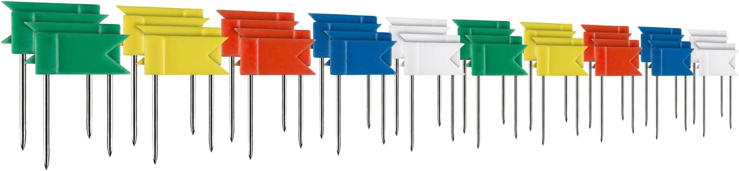 100 Flags in XXL Pack; Flag Pins in 5 Colours for Pinboard, Maps ...