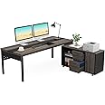 Amazon.com: LITTLE TREE 70.8" Executive Desk with Lateral File Cabinet ...
