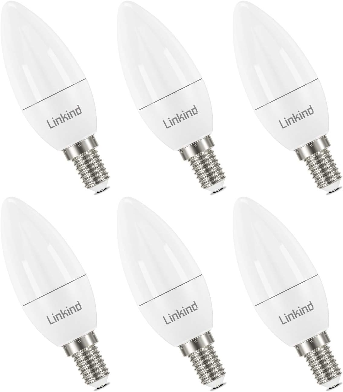 Linkind E14 LED Dimmable Candle Light Bulbs, 5W 5000K Daylight White ...
