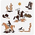 Amazon.com: FINGERINSPIRE Western Cowboy Theme Stencil 11.8x11.8 inch ...