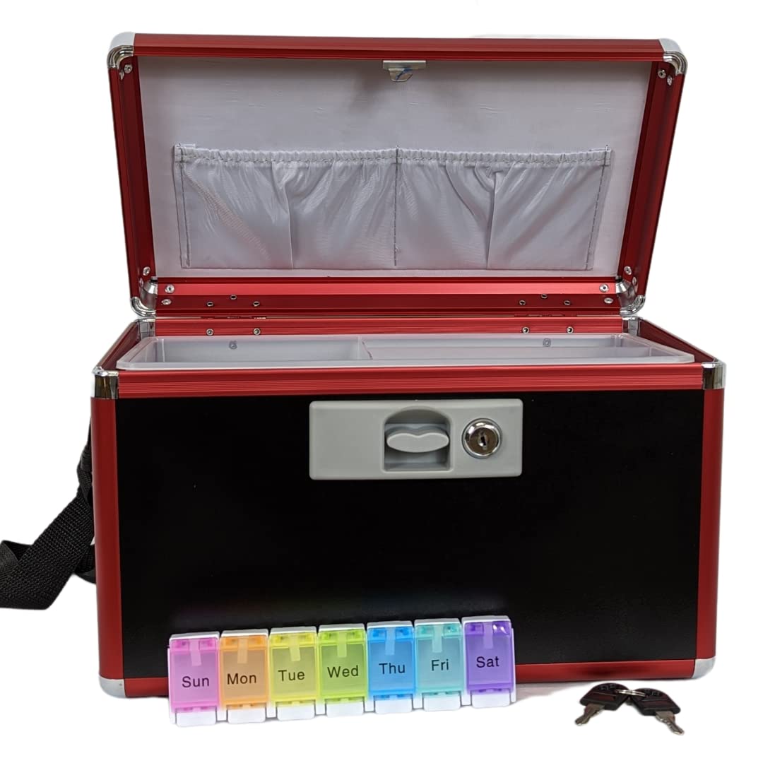 Mua Medicine Lock Box with Strap, Steel Hinges, Medication Lock Box ...