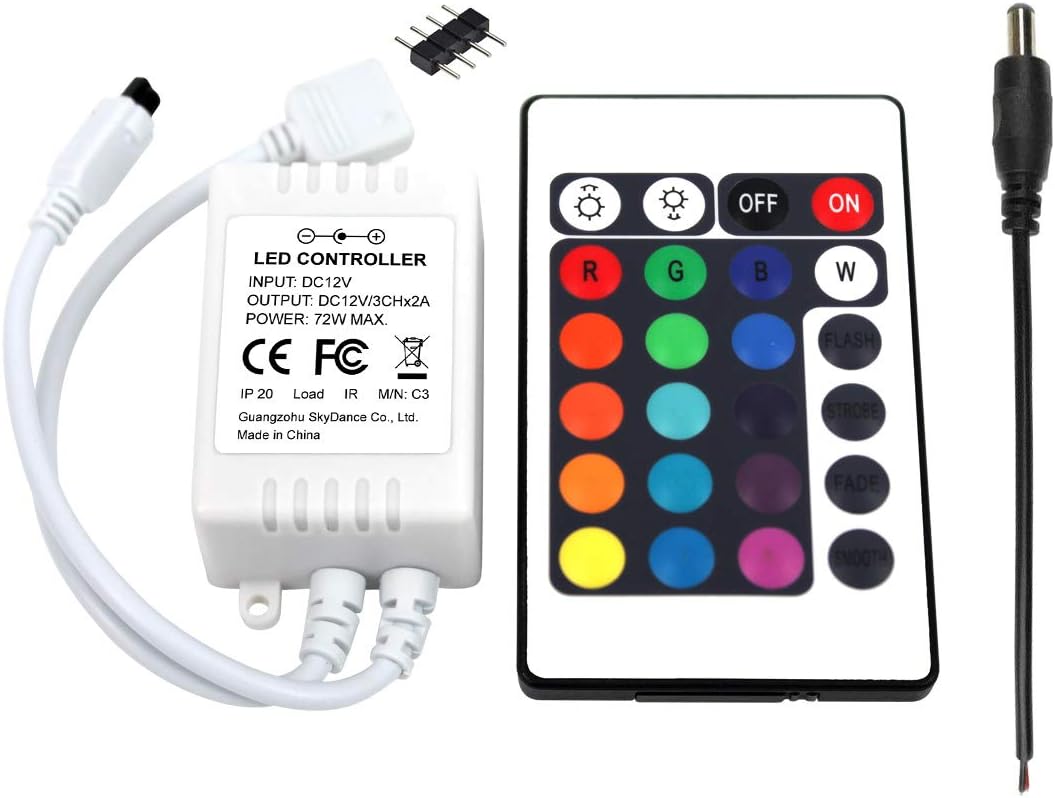 24 Key Tasten IR Remote Control Fernbedienung, 12V 6A Controller ...