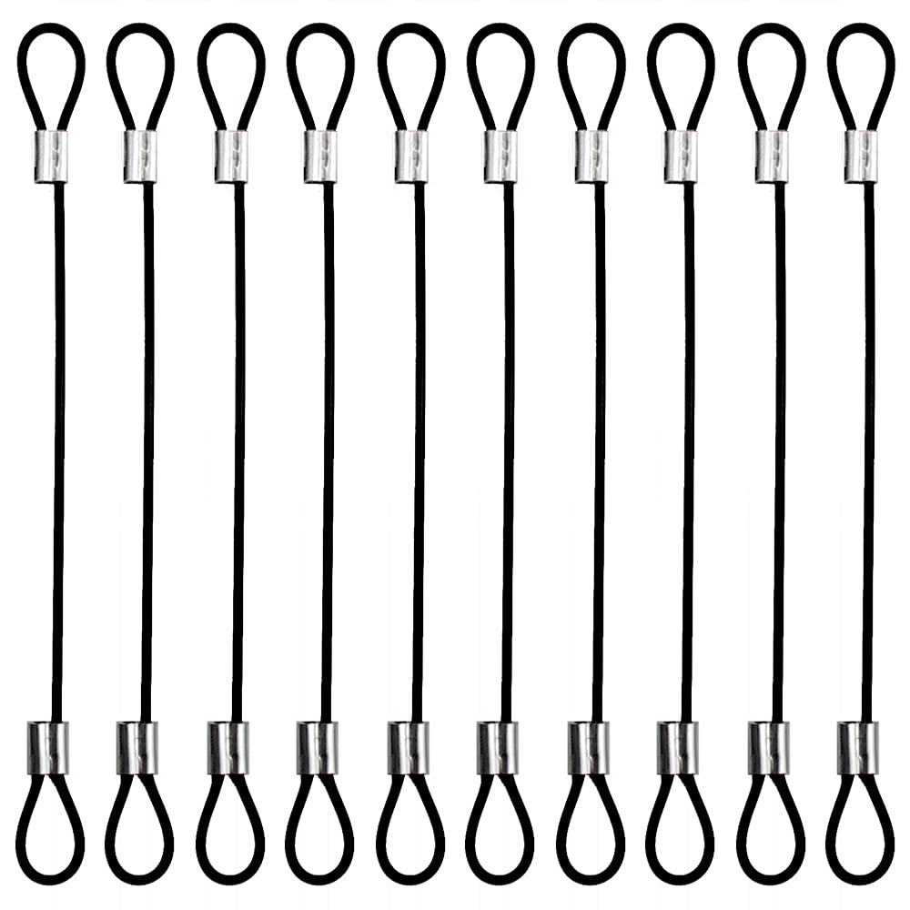 FOLUXING 10 Pack 16 inch Stainless Steel Wire Rope Lanyard Cable Tether ...