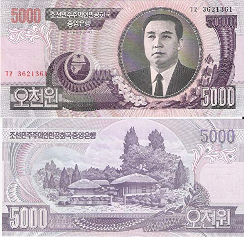 Rare North Korea 5000 Won Note 2006 UNC Kim II Sung – Rare Coins Of India