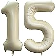 Amazon.com: Number 15 Cream White Balloons 40 Inch Giant Sand White 15 ...