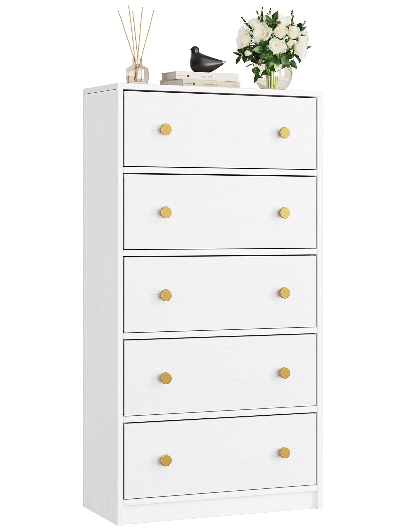 Nicehill White Dresser for Bedroom with 5 Drawers Wooden Dresser ...