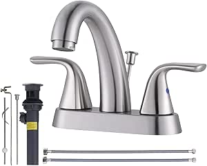 Aleasha Modern 4 inch Centerset Brushed Satin Nickel 3 Holes Bathroom ...