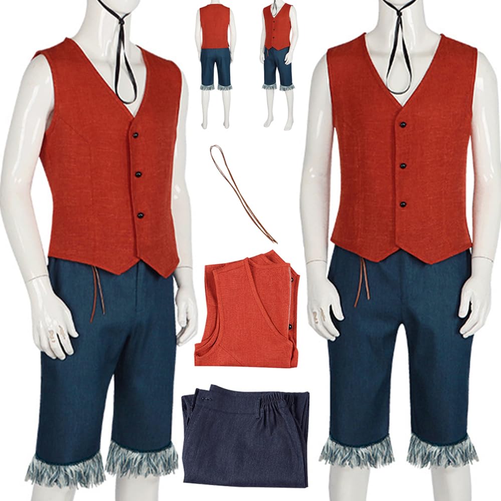 FAHKOM Luffy Cosplay,Luffy Costume Outfit Straw Hat Luffy Cosplay ...