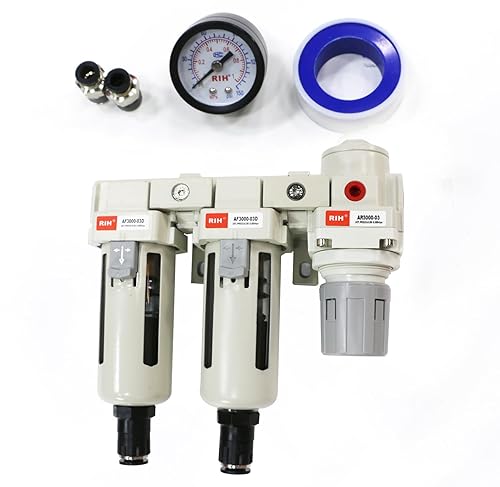 RIH Pneumatics 3/8'' NPT Auto Drain Compressed Air Double Filter ...