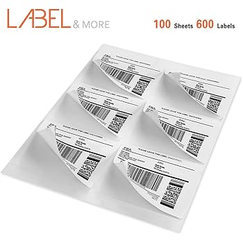 Amazon.com : Amazon FBA Label (100 Sheets, 600 Labels 3-1/3" X 4") 6-up ...