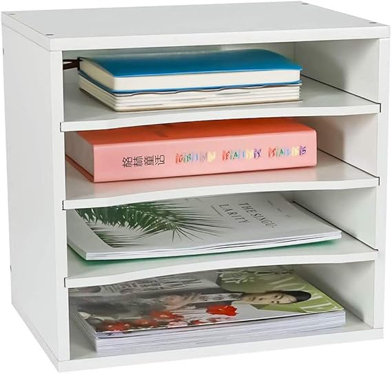 Desktop 4 Tier Wood A4 File Holder Document Sorter Paper Organiser ...