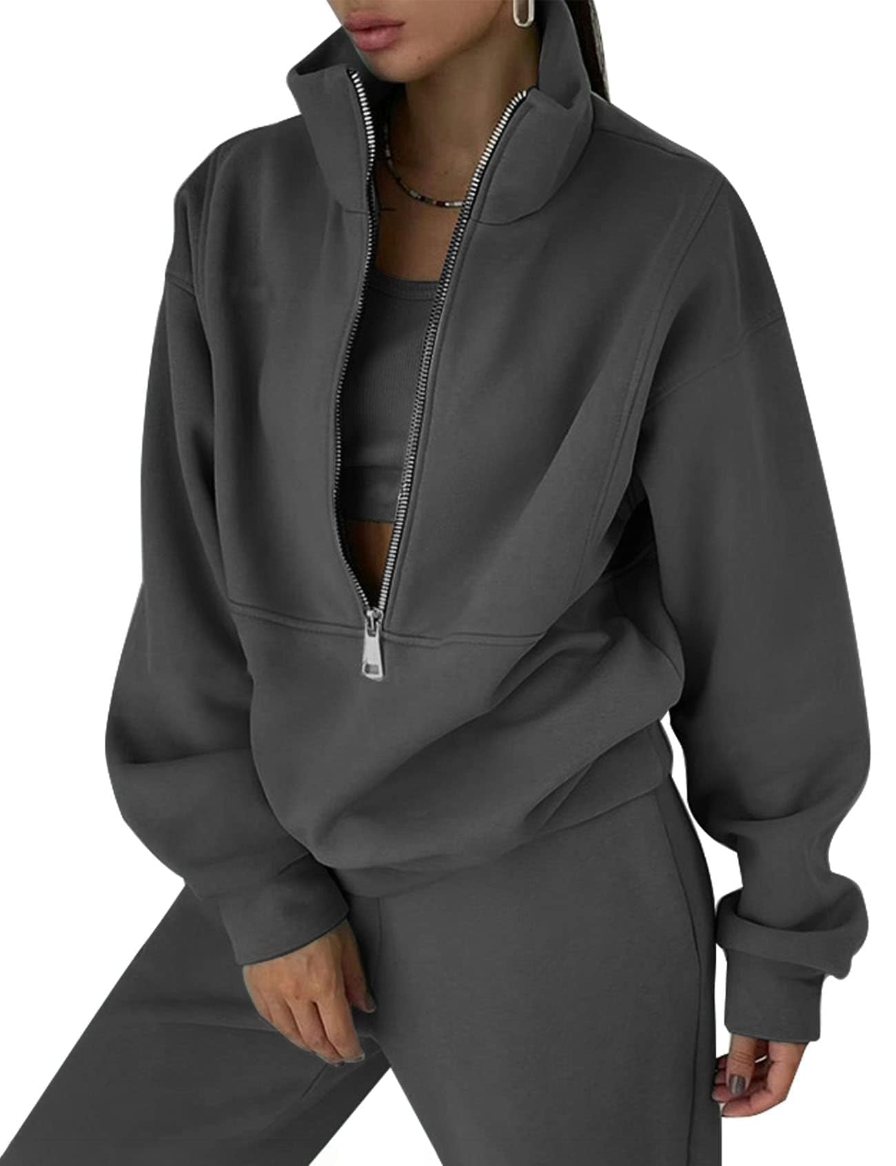 Eisctnd Womens Fleece 2 Piece Sweatsuit Lounge Set Long Sleeve ...