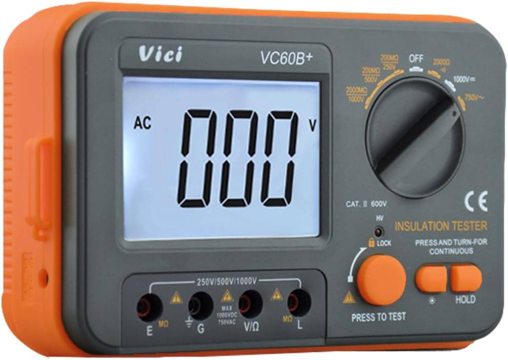 VC60B+ Digital Insulation Resistance Tester DCV ACV Meter Megohmmeter ...