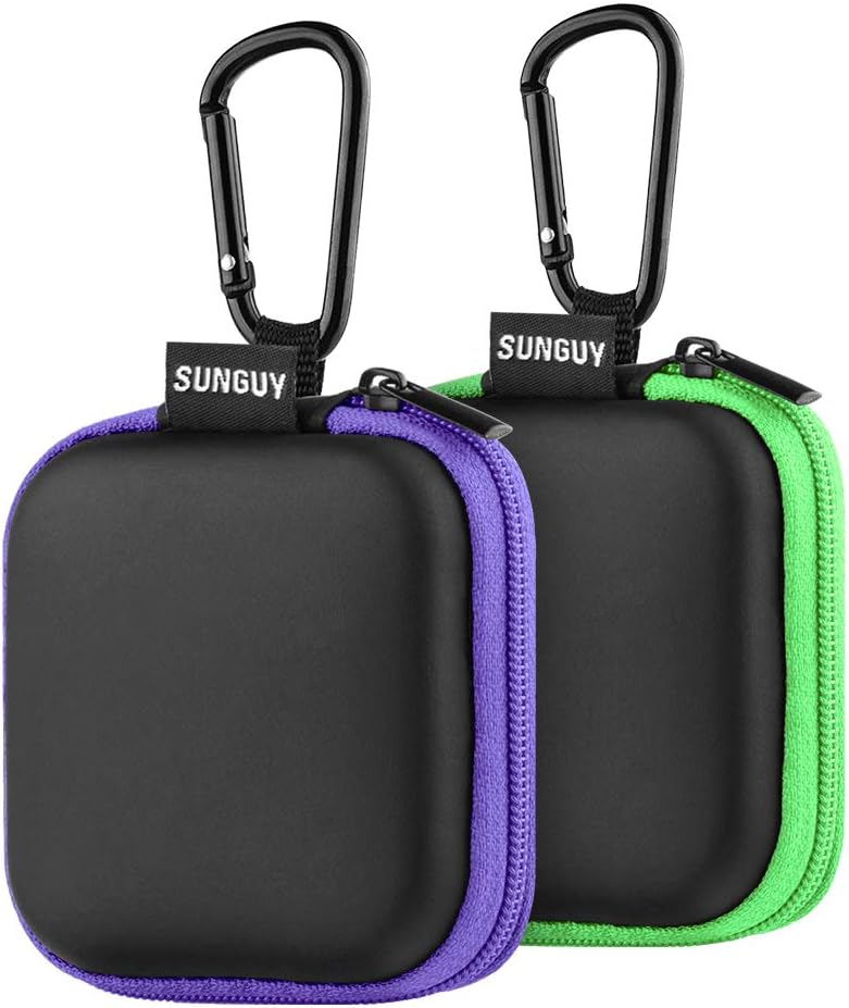 Amazon.com: Earbud Case, SUNGUY【2Pack, Green+ Purple】 Portable Square ...