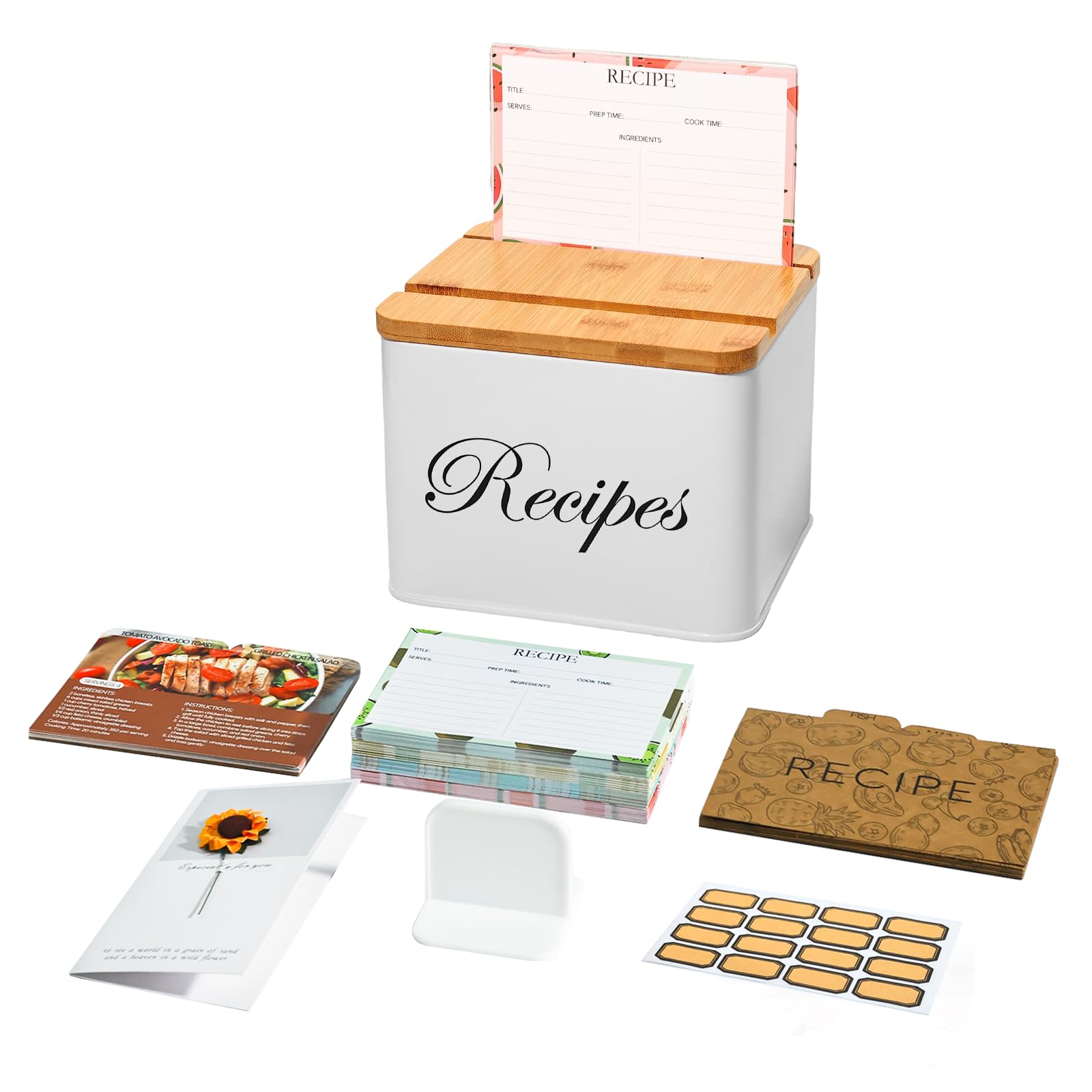 Villada Recipe Box, Recipe Box with Cards and Dividers, Recipe Cards ...